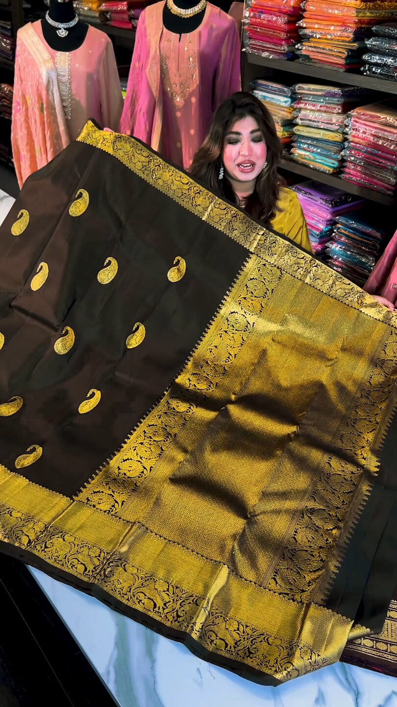 Lassitude Black Soft Banarasi Silk Saree With Glowing Blouse Piece ...