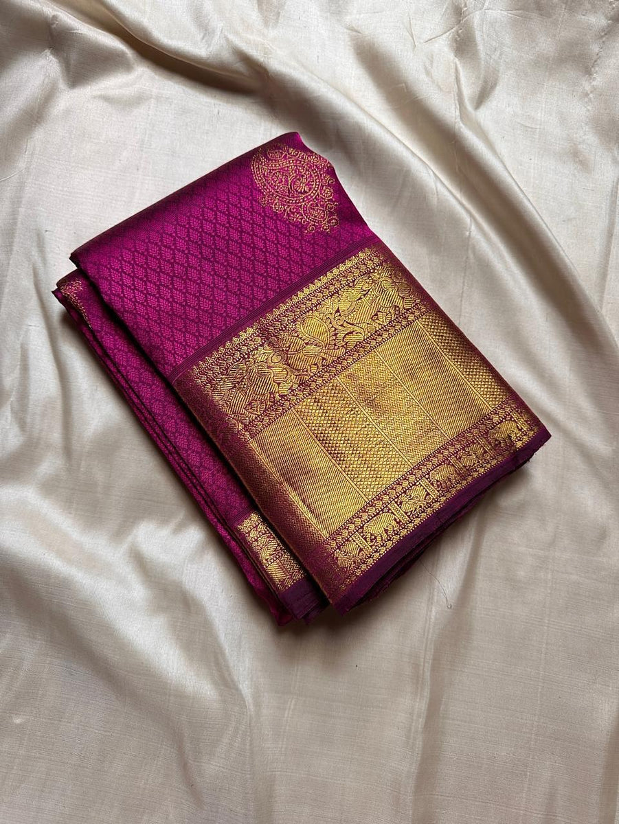 Cynosure Purple Soft Banarasi Silk Saree With Sempiternal Blouse Piece ...