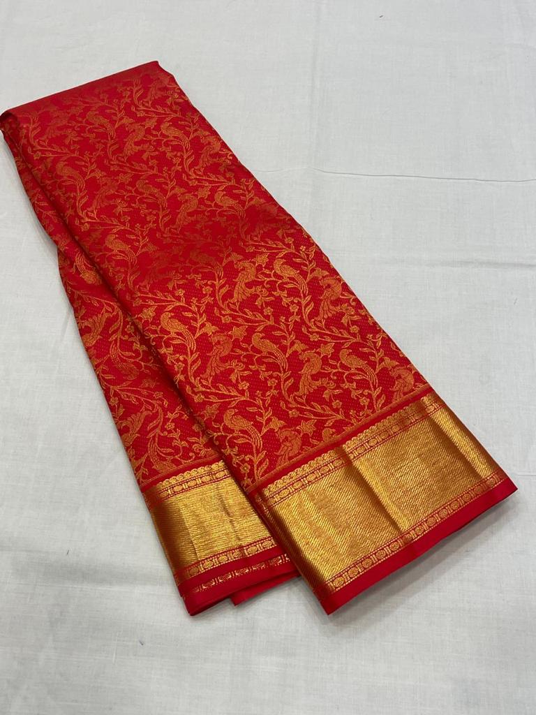 Dalliance Red Soft Banarasi Silk Saree With Panoply Blouse Piece ...
