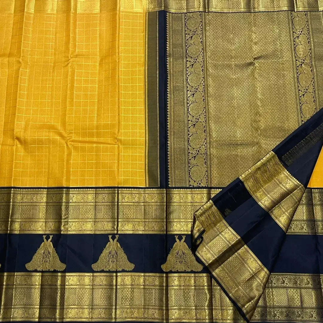 Sonorous Yellow Pure Zari Weaving Banarasi Silk Saree With Devastating ...