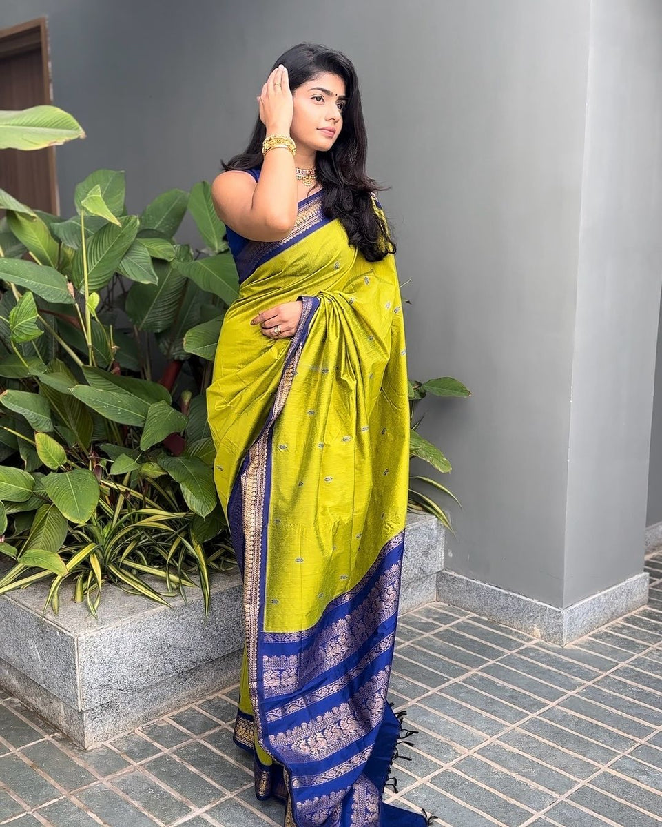 Classy Parrot Soft Silk Saree With Energetic Blouse Piece – LajreeDesigner