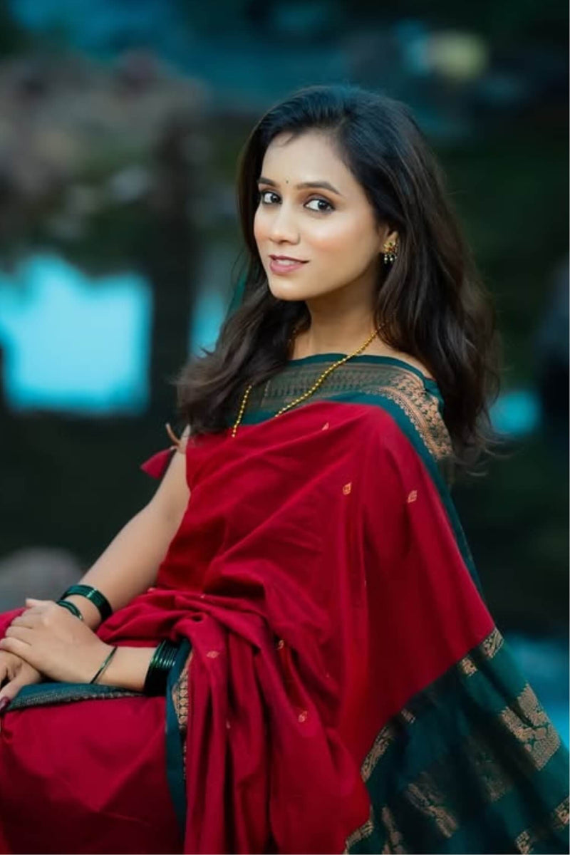 Comely Red Soft Silk Saree With Dalliance Blouse Piece – LajreeDesigner