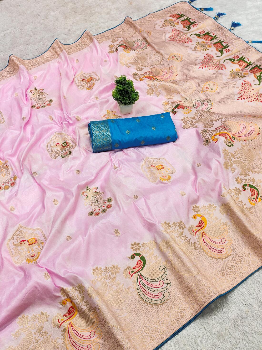 Wonderful Baby Pink Viscose Dola Silk Saree With Scrupulous Blouse Pie ...