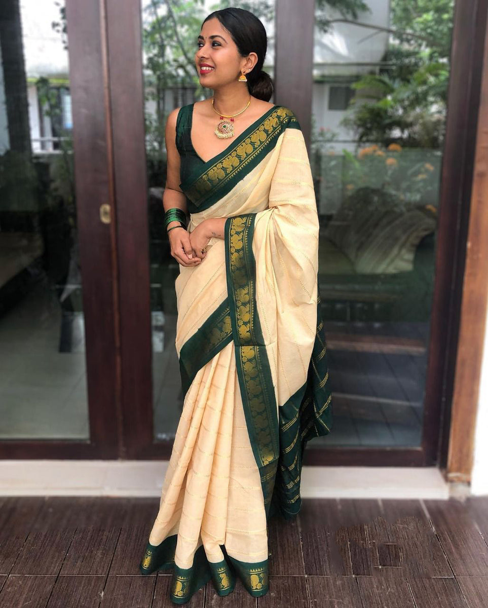 Admirable Off White Soft Silk Saree With Angelic Blouse Piece ...